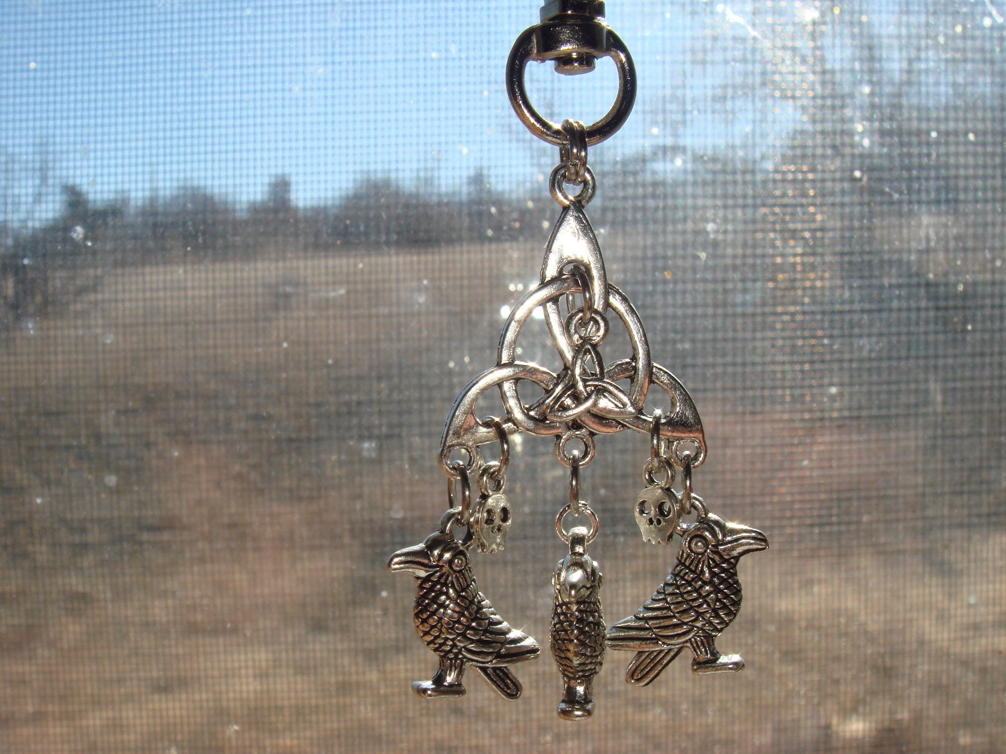Celtic 3d Crows the Morrigan on Triquetra W Wee Charms Swinging Clip on ...