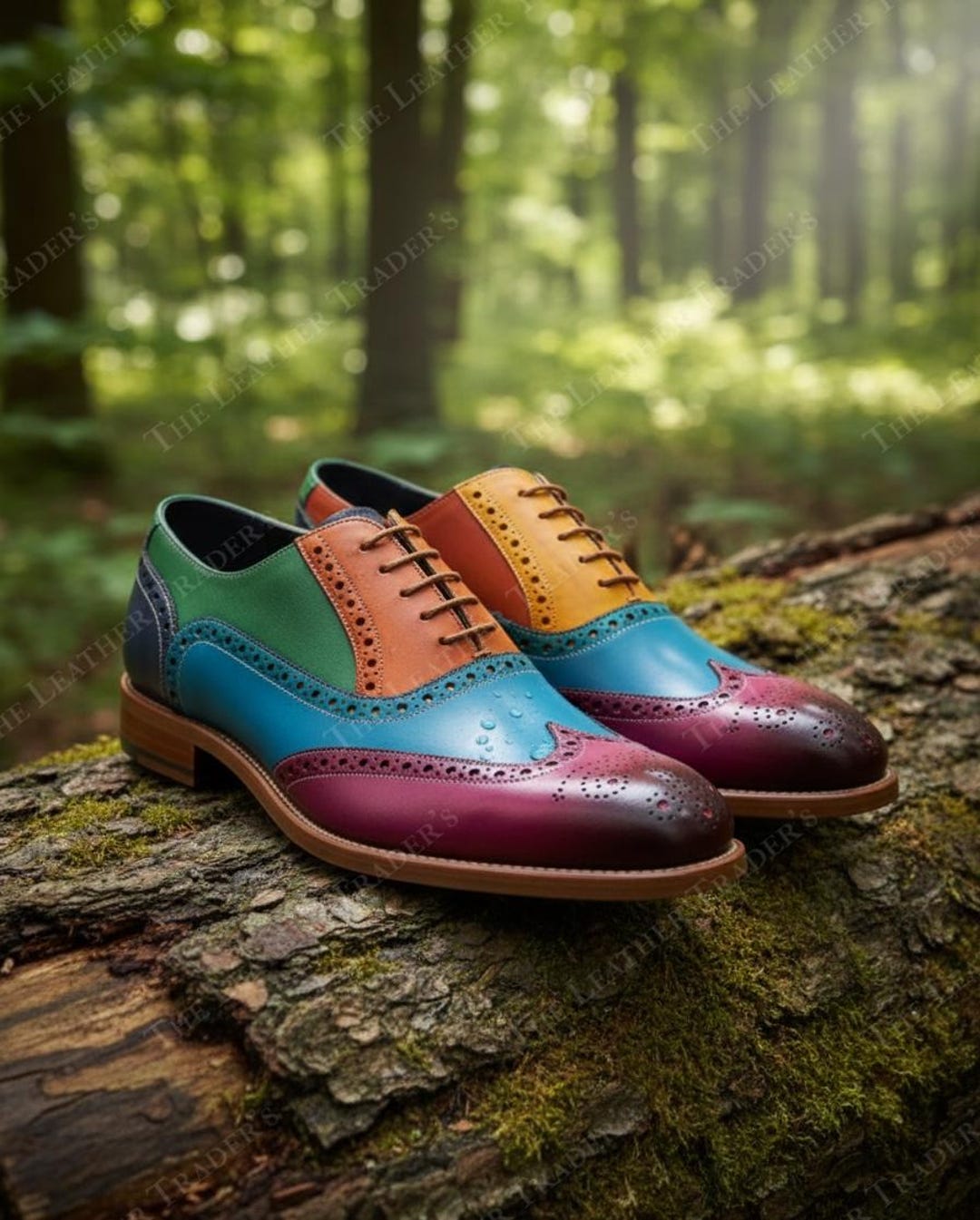 Men's Vibrant Multi-color Wingtip Brogues Handcrafted Leather Statement ...