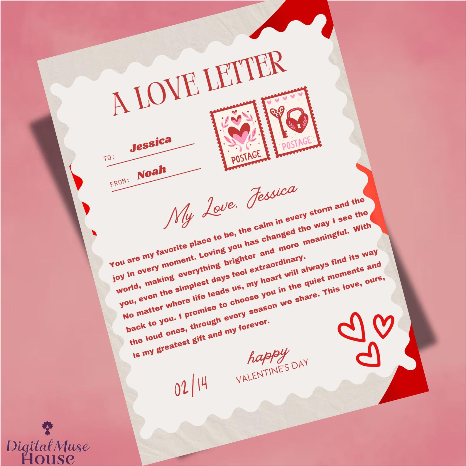 Editable Love Letter Template, Valentine Love Letter Printable ...