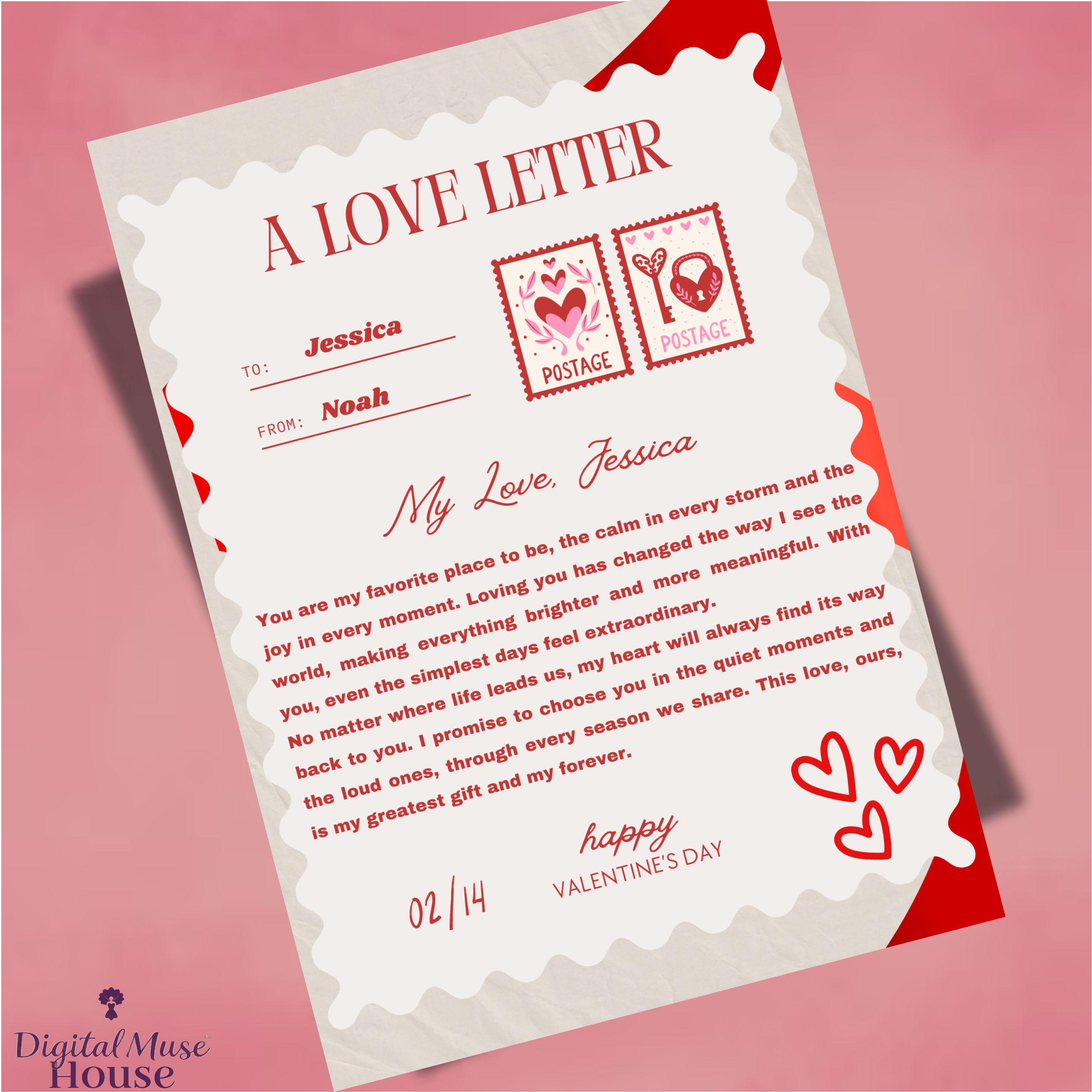 Editable Love Letter Template, Valentine Love Letter Printable ...