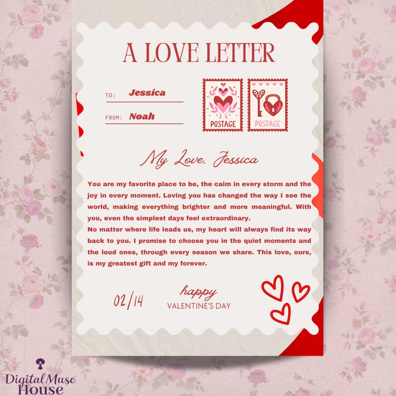 Editable Love Letter Template, Valentine Love Letter Printable ...