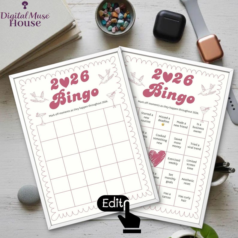 2026 Bingo Card Printable | New Year Party Bingo Cards | Family ...