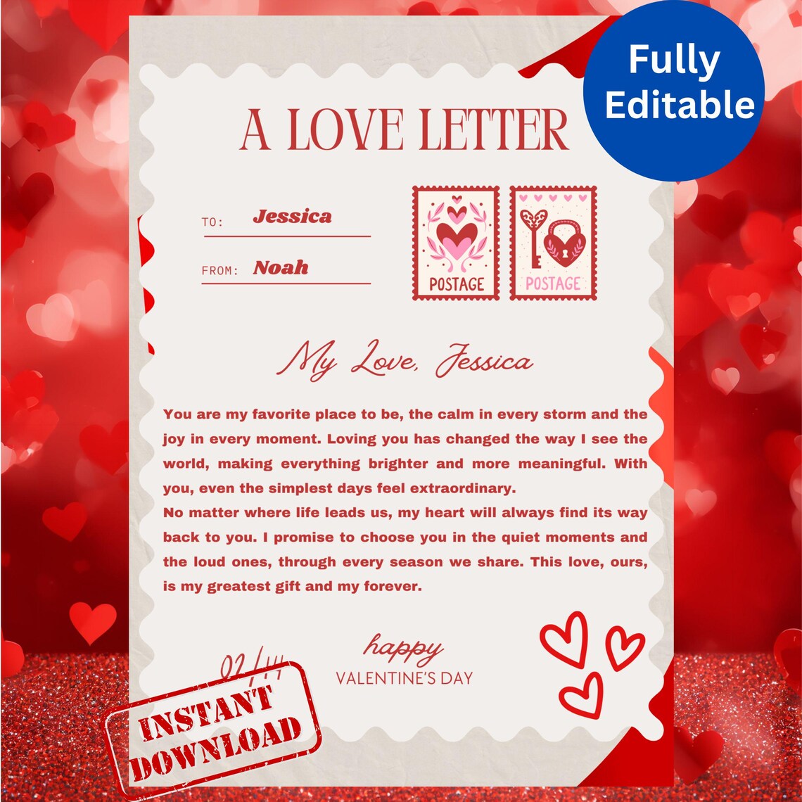 Editable Love Letter Template, Valentine Love Letter Printable ...