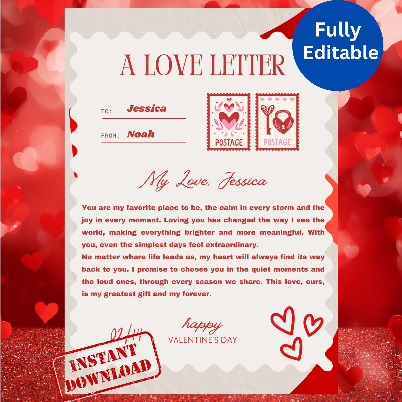 Editable Love Letter Template, Valentine Love Letter Printable ...