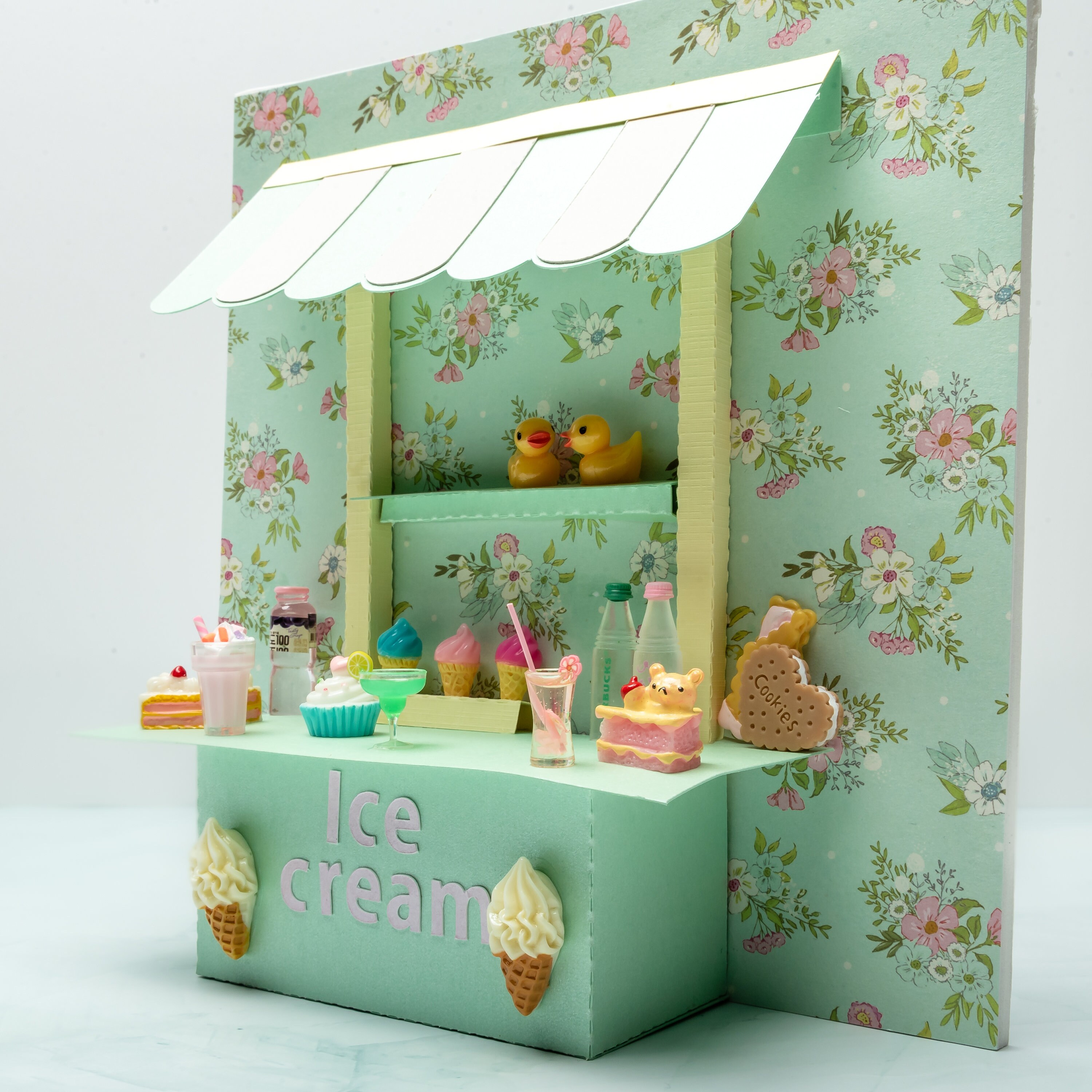 Framed Green Ice Cream Stand 3D Decorative Picture Made of | Etsy