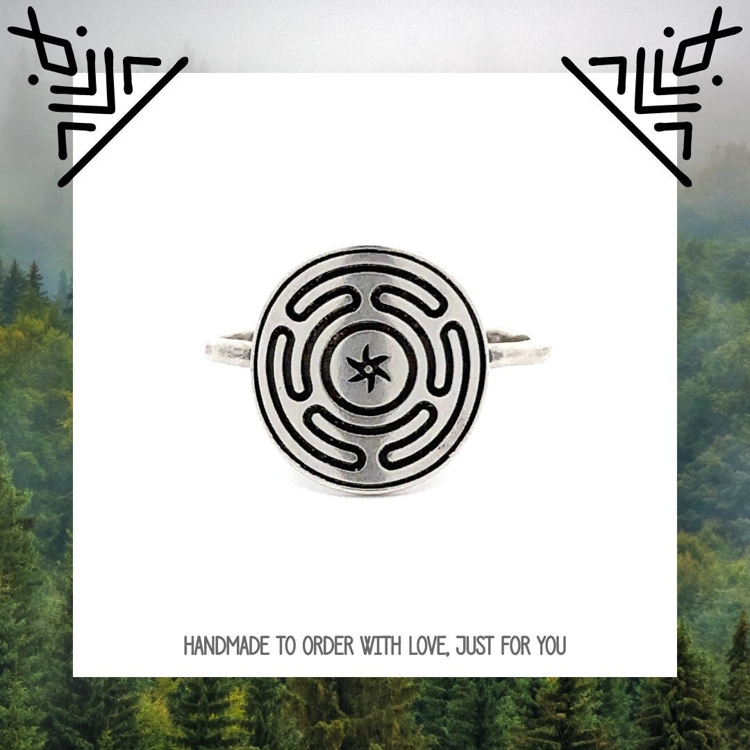 Hecate's Wheel - Silver Witch Ring - Strophalos of Hekate - Moon ...