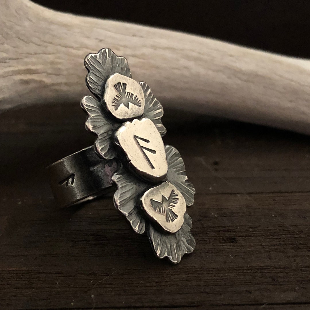 Viking Raven Ring - Rune Ring - Silver Viking Jewelry - Spirit Animal ...