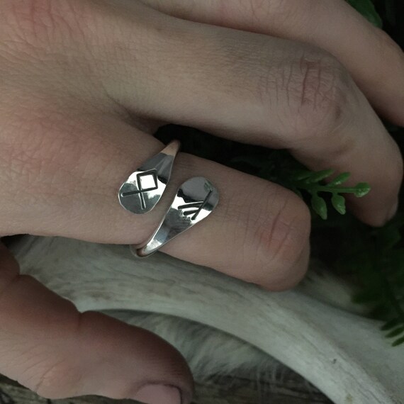 Silver Rune Ring Viking Jewelry Silver Wrap Around Thumb | Etsy