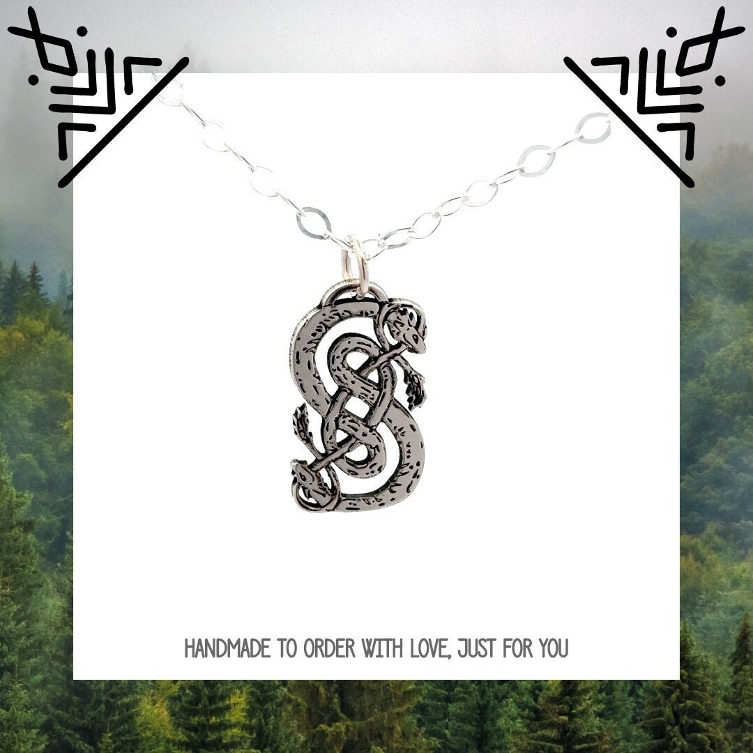 Loki Necklace Pendant - Fine & Sterling Silver - Urnes Snakes - Viking ...