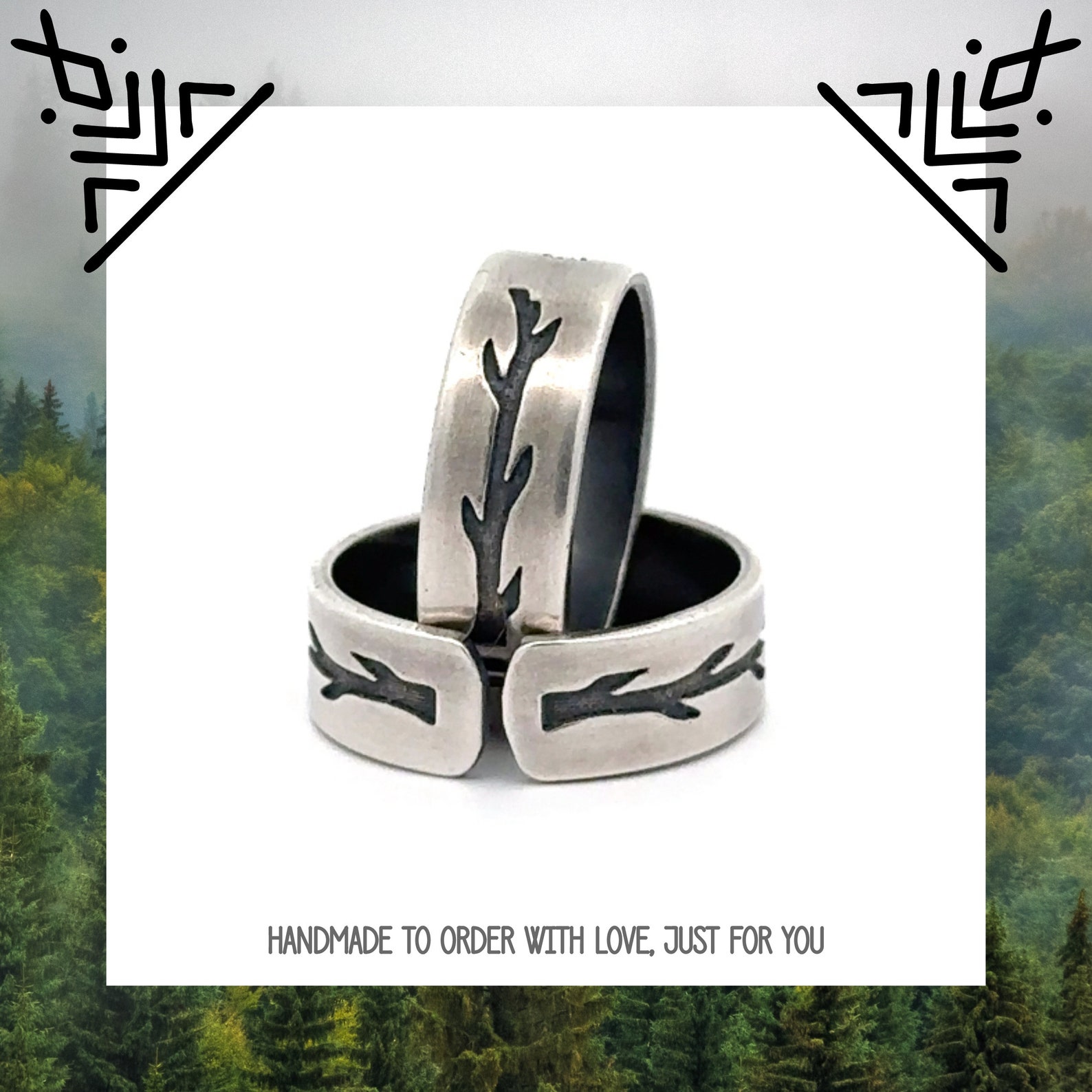 Viking Couples Ring Set of Two With Huginn and Muninn Raven Custom ...