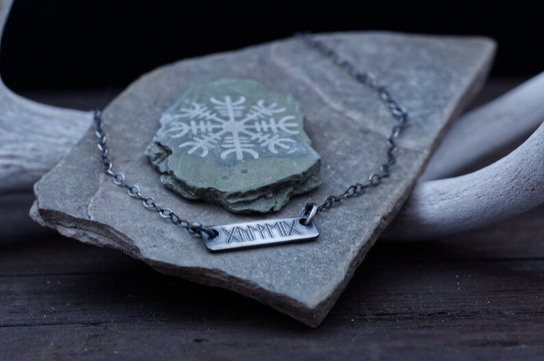 Custom Bar Necklace | Elder Futhark Runes | Norse Jewelry ...