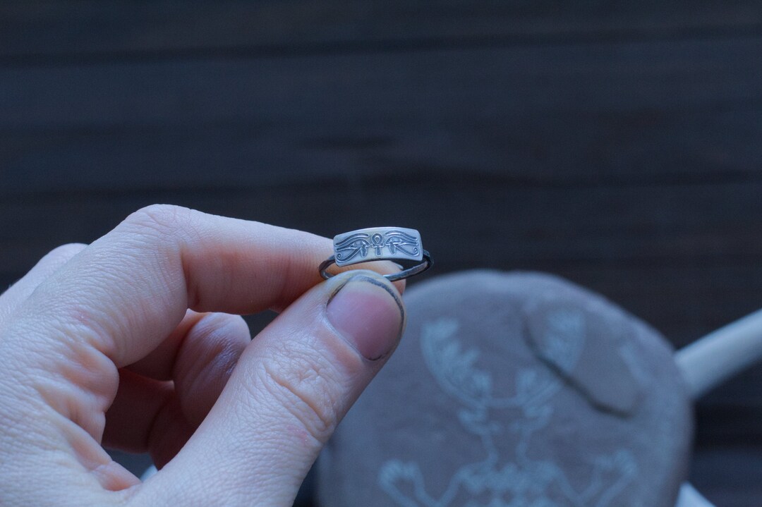 Eye of Horus + Eye of Ra Ring - Ankh - Ancient Egyptian Symbol Jewelry ...