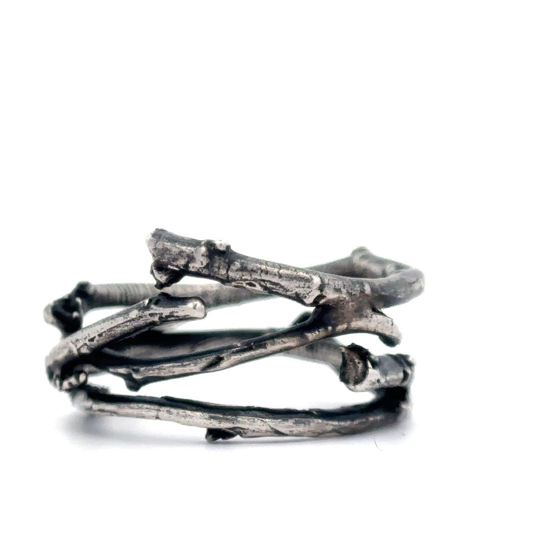 Fairycore Twig Ring, Sterling Silver Forest Jewelry, Real Branch Witch ...