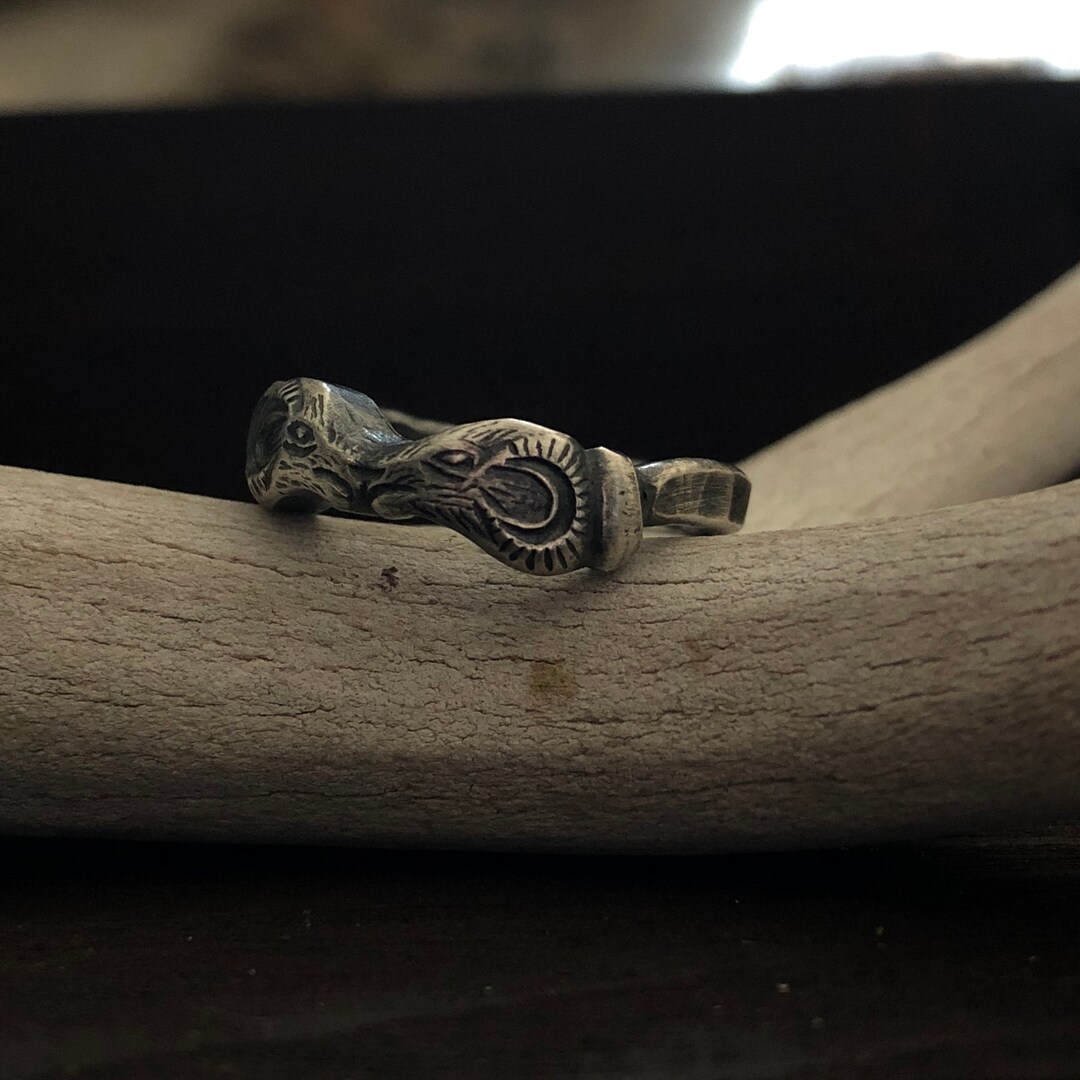 Ram Head Ring Thor Viking Torc Inspired Ram Horns Silver Viking Jewelry ...