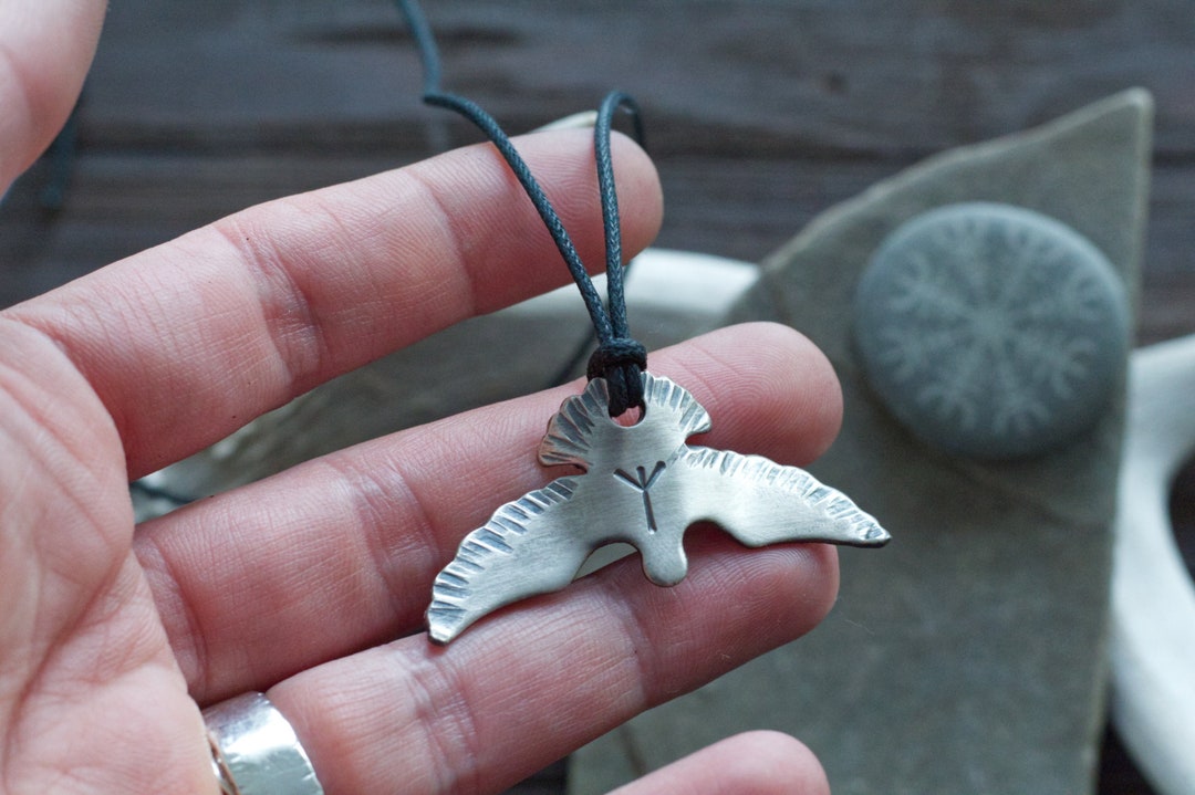 Viking Raven Necklace - Viking Jewelry - Viking Raven - Rune Jewelry ...