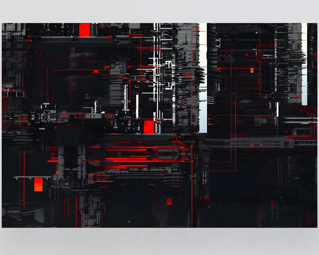 Industrial Grid Fragment – Dark Tech Wall Art | VOID III - Etsy