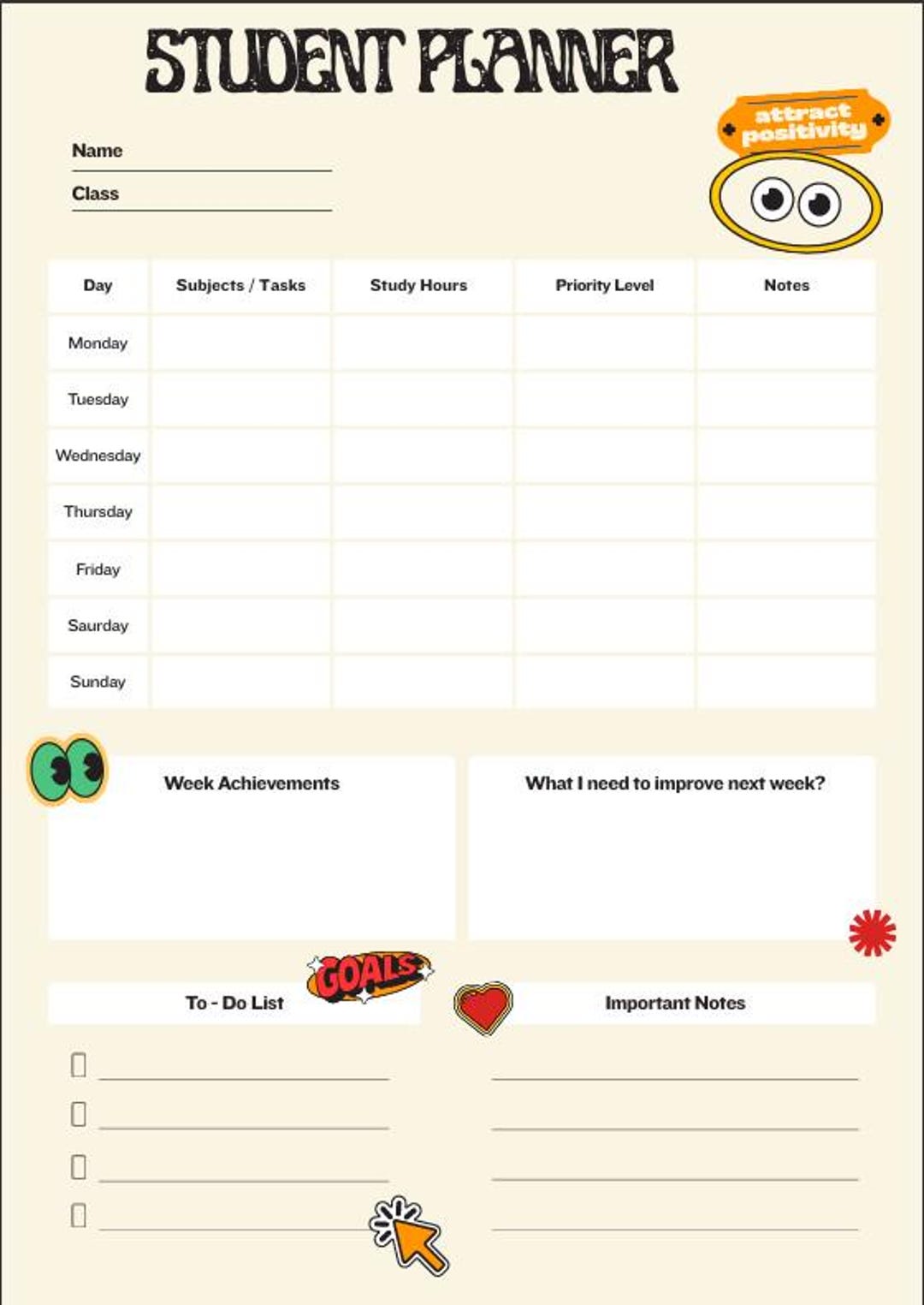 Editable Student Planner Canva Template – Study Schedule & Assignment ...