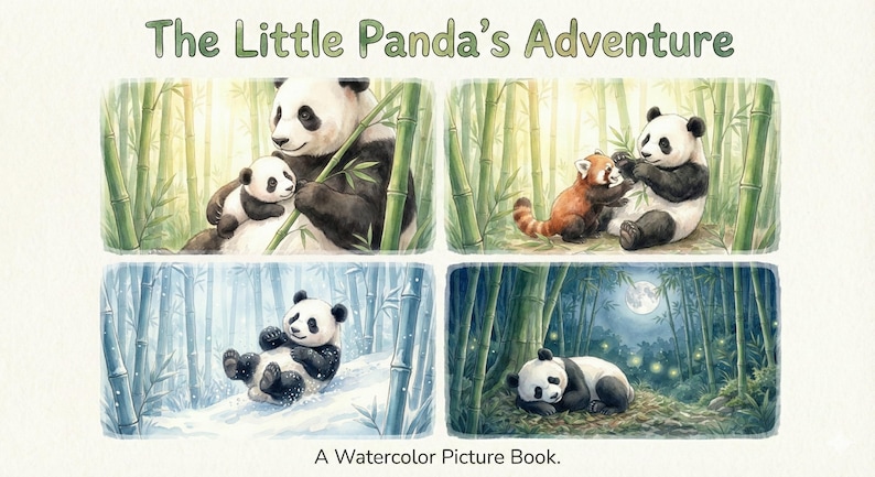 The Little Panda's Adventure: Printable Kids Book PDF - Cute Watercolor ...