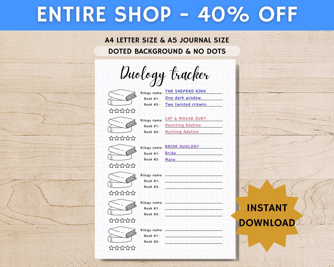 Duology Tracker - Book Journal - Reading Tracker - Book Tracker ...