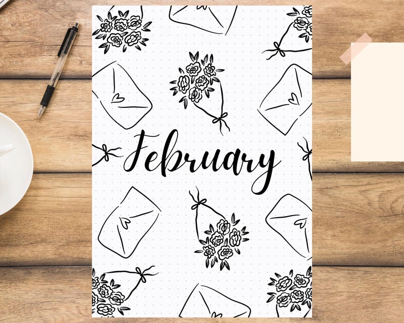 February Title Page and Calendar - Valentines Day Theme - Journal Title ...