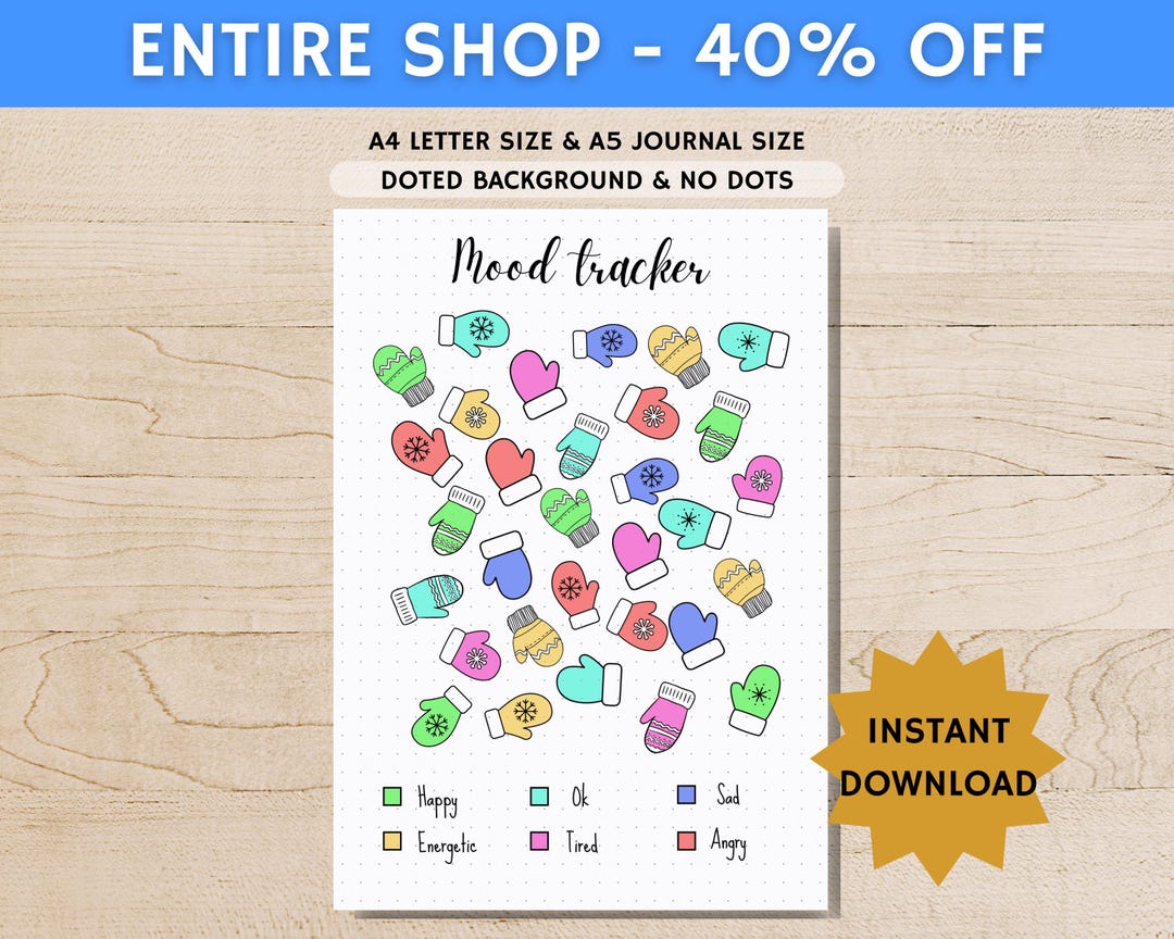 Gloves Mood Tracker - Printable Journal Page - Winter Cold Theme ...