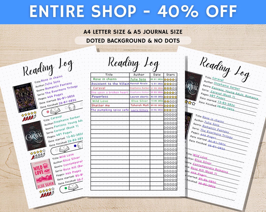 Reading Log Chart Bundle - Planner Page - Book Tracker - Reading ...