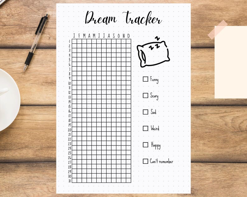 Dream Tracker - PRINTABLE Journal Page - Printable Planner Page - Dream ...
