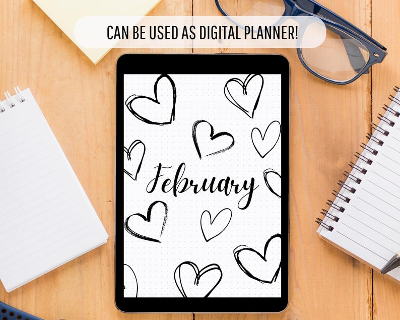 February Title Page and Calendar - Valentines Day Theme - Journal Title ...