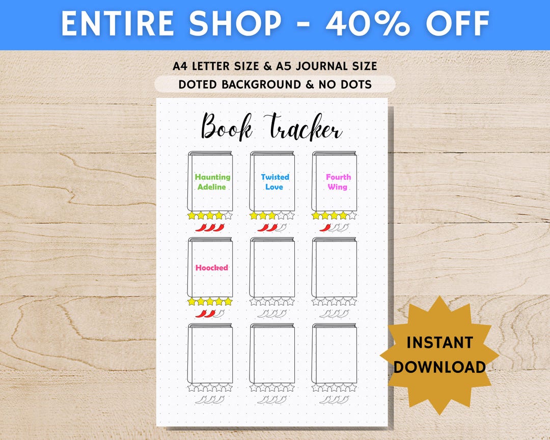 Book Tracker - PRINTABLE Journal Page - Book Journal - Reading Log ...