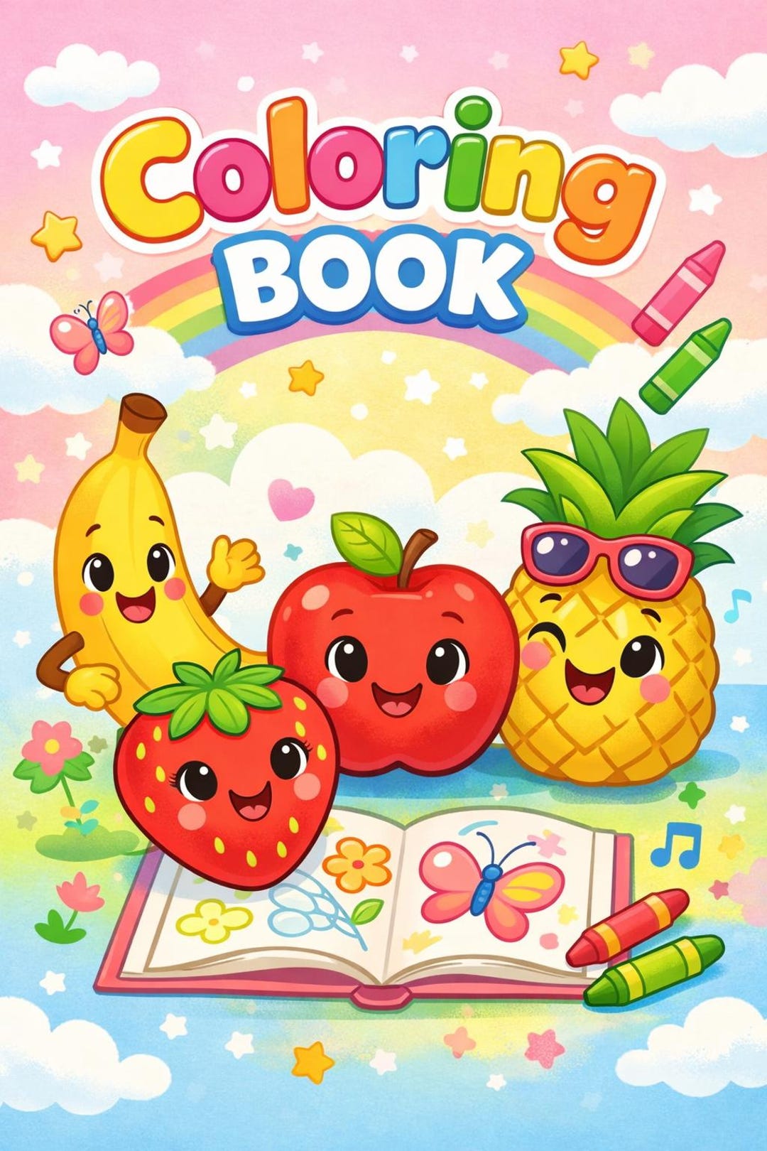 Romanian Kids Coloring Book - Happy Fruits Printable Coloring Pages for ...