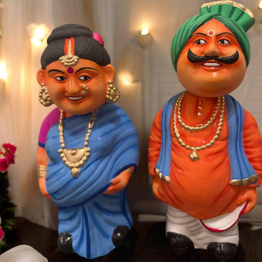 Handcrafted Indian Bobblehead Couple | Traditional Home Decor Showpiece ...