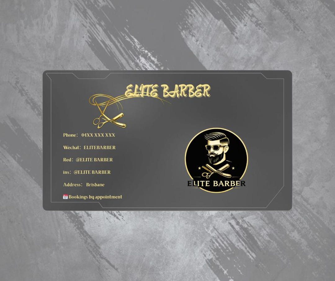 Barber Business Card Template | Black Gold Men’s Haircut Card ...
