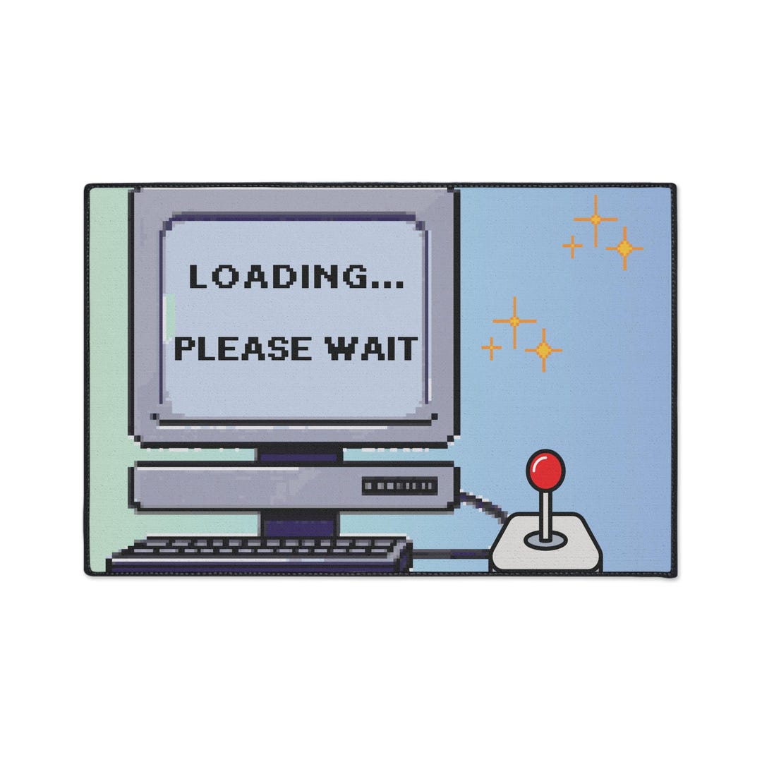 Retro Computer Loading Please Wait Floor Mat | Gamer Desk Rug - Etsy