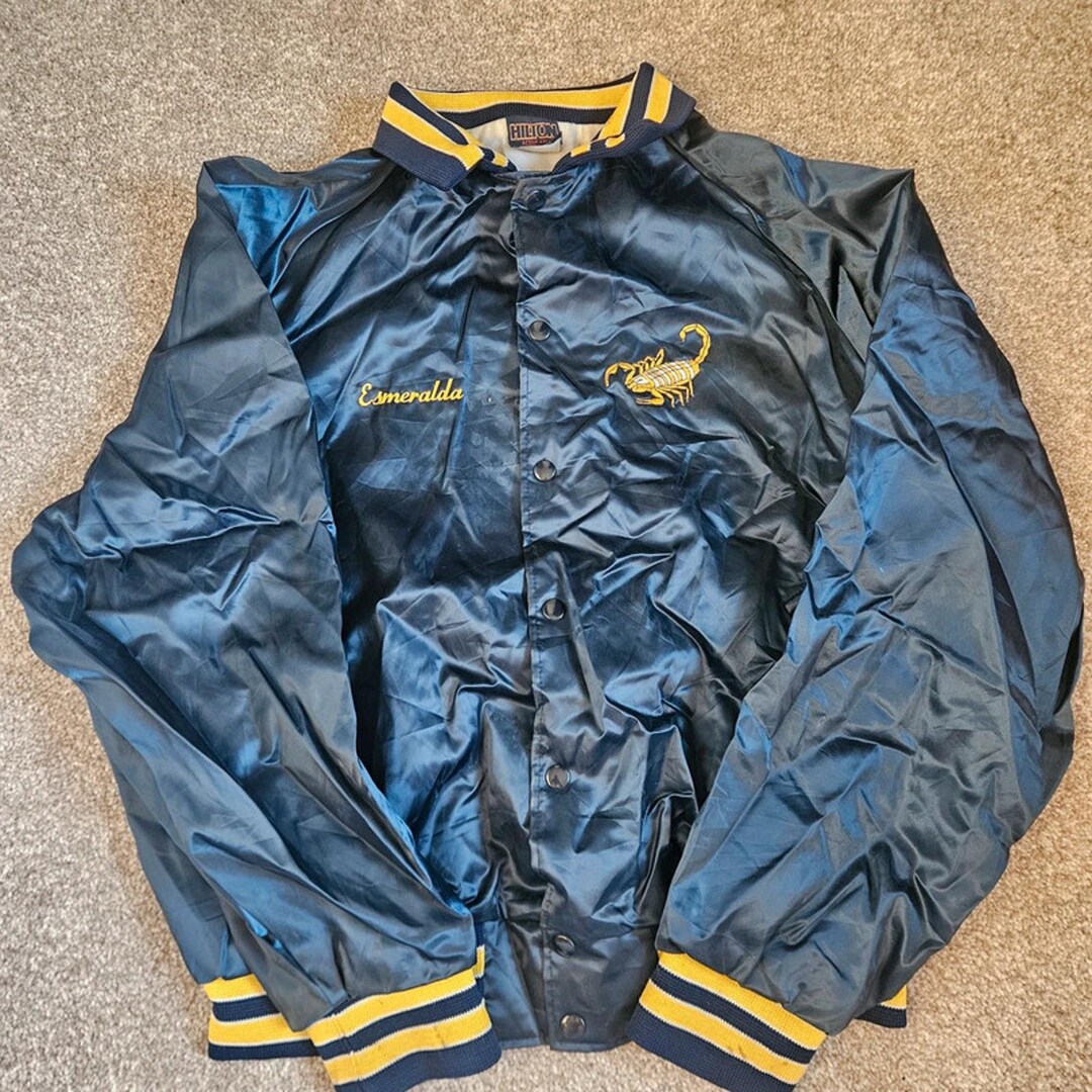 Blue Yellow Satin Varsity Baseball Jacket Authentic Vintage Y2k Hilton ...