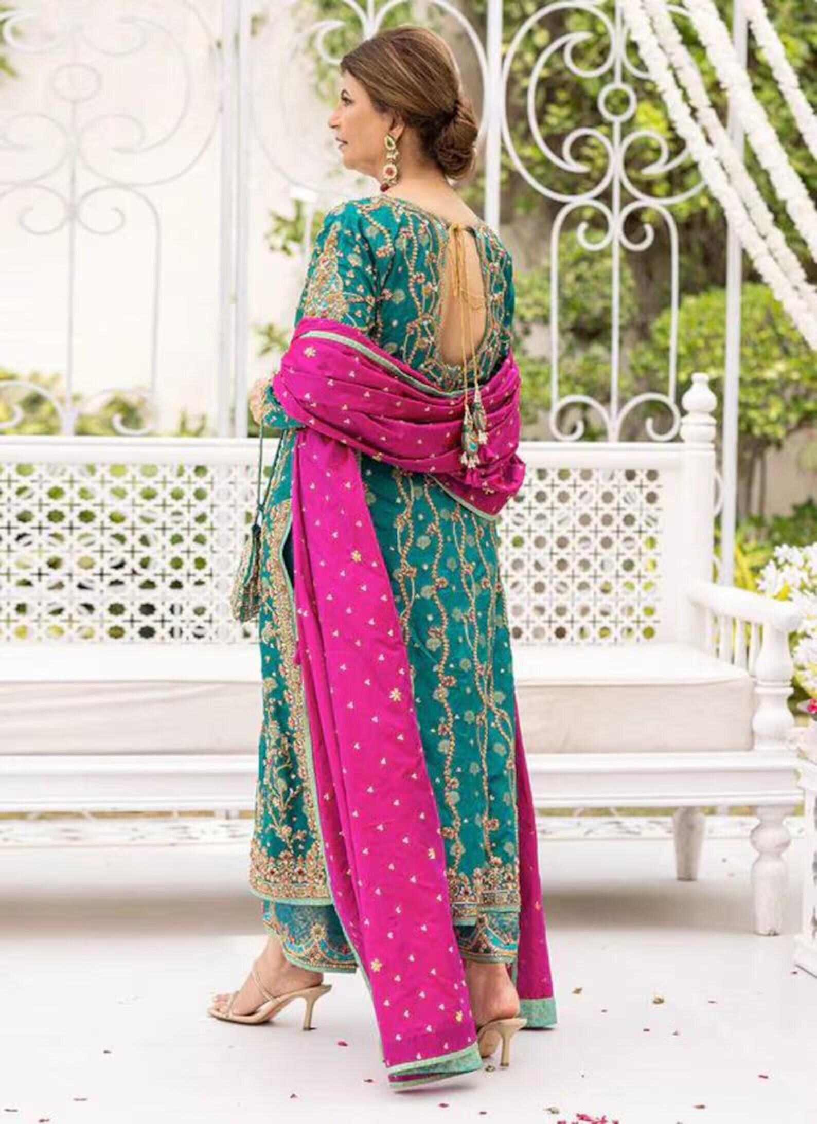 Pakistani Embroidered Bridal Shalwar Kameez, Handcrafted Indian Wedding ...