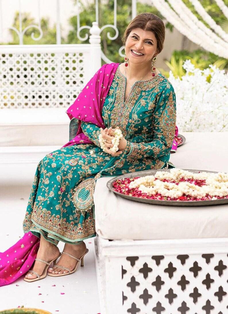 Pakistani Embroidered Bridal Shalwar Kameez, Handcrafted Indian Wedding ...
