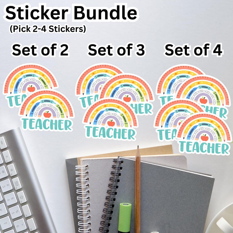 Teacher Sticker, Rainbow Teacher Decal, Educator Gift, Laptop & Water ...