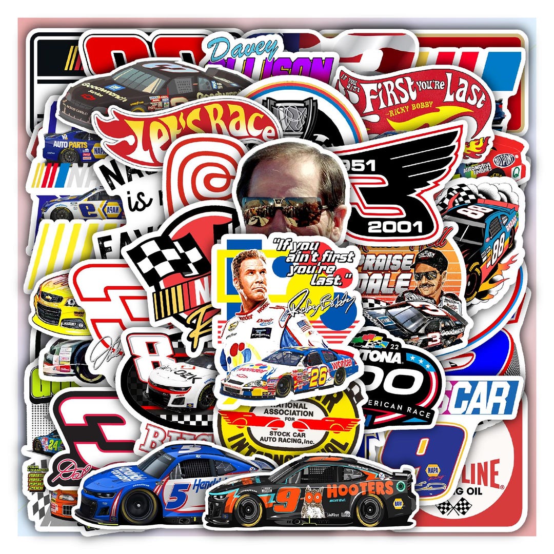 Nascar Racing Sticker Sheet -american Stock Car Race Day Fan Vinyl ...