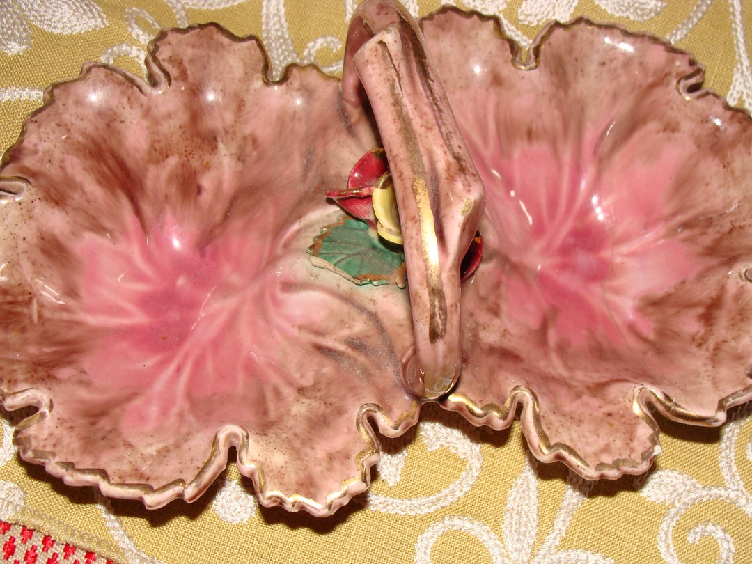Divided Dish With Handle, Floral Motif, Vintage Ceramic - Etsy