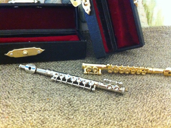 Miniature Flute in Case Choose Gold Plated or Silver Plated 3 | Etsy