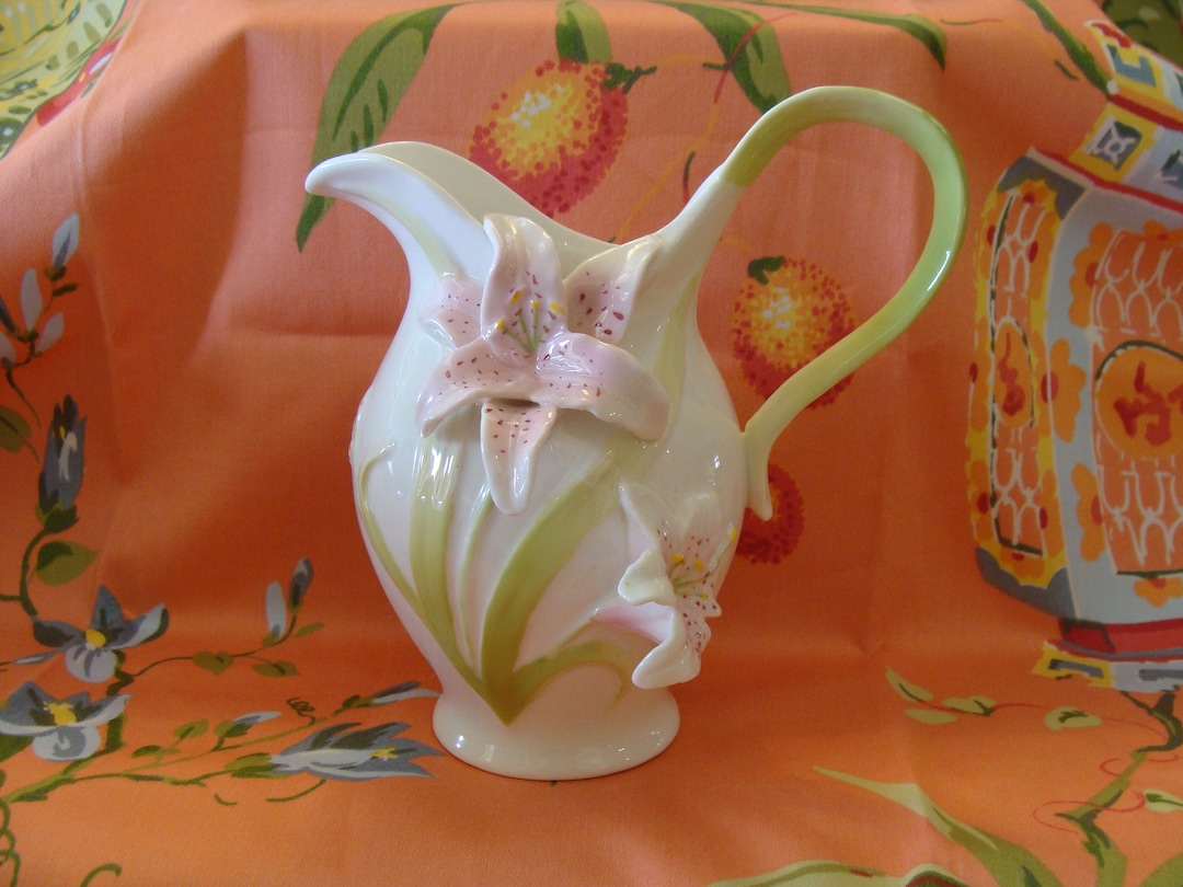 Pitcher in Raised Relief Porcelain, 6.5 Inch Pitcher, Custom Fitted ...