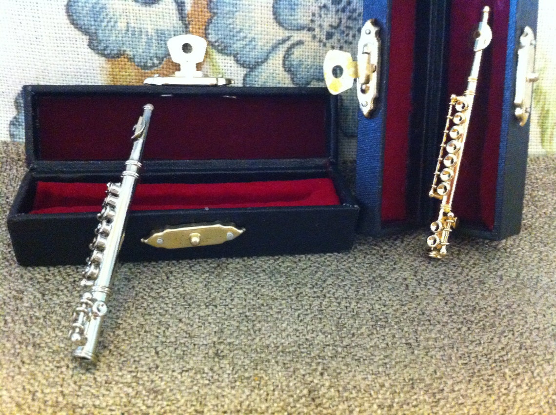 Miniature Flute in Case Choose Gold Plated or Silver Plated 3 | Etsy