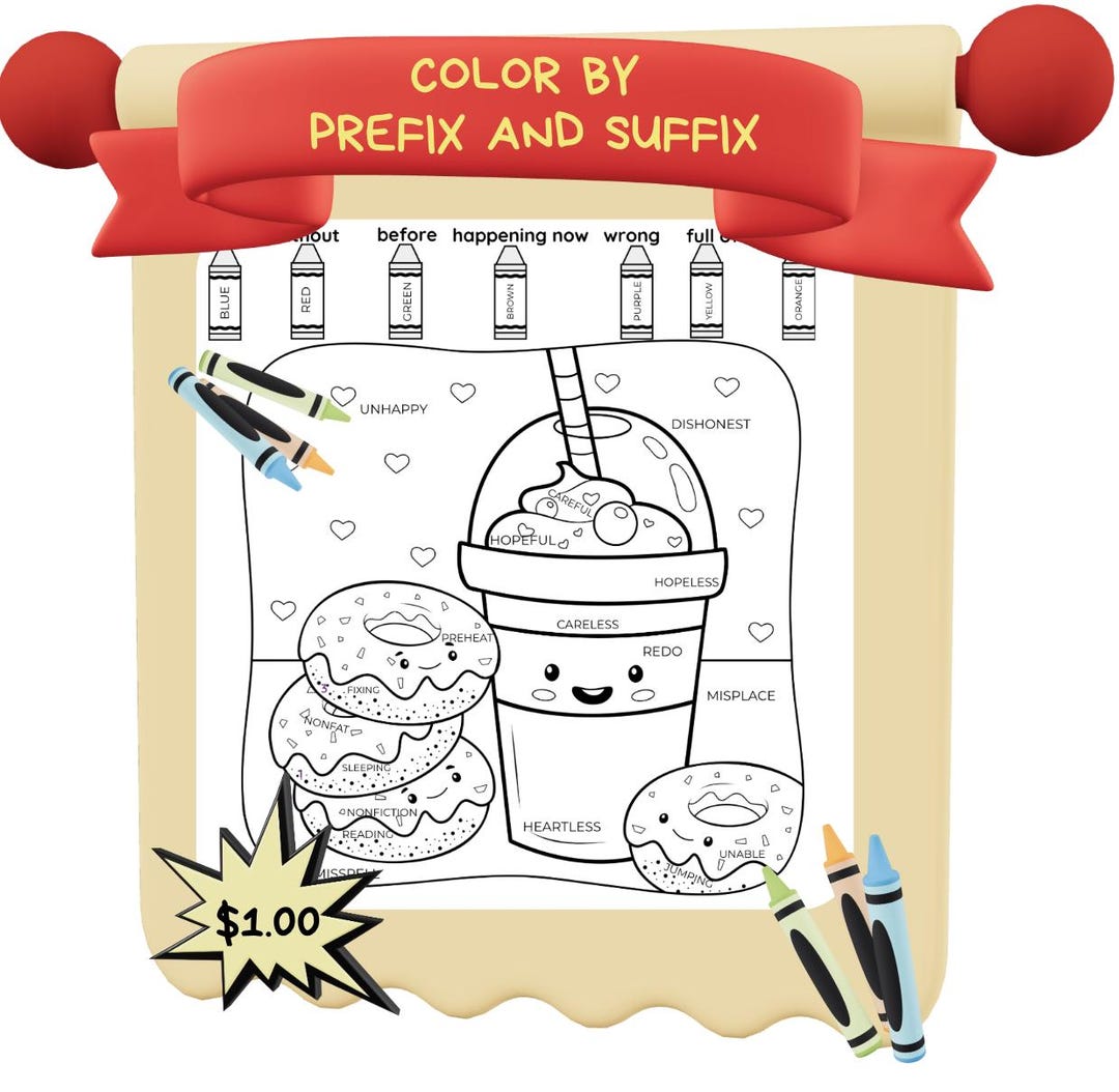 Color by Prefix or Suffix Worksheet 3rd Grade Morphology Engaging ...