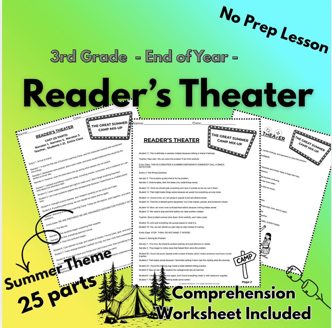 Summer Reader's Theater 3rd Grade, End of Year Reading Activity, 25 ...