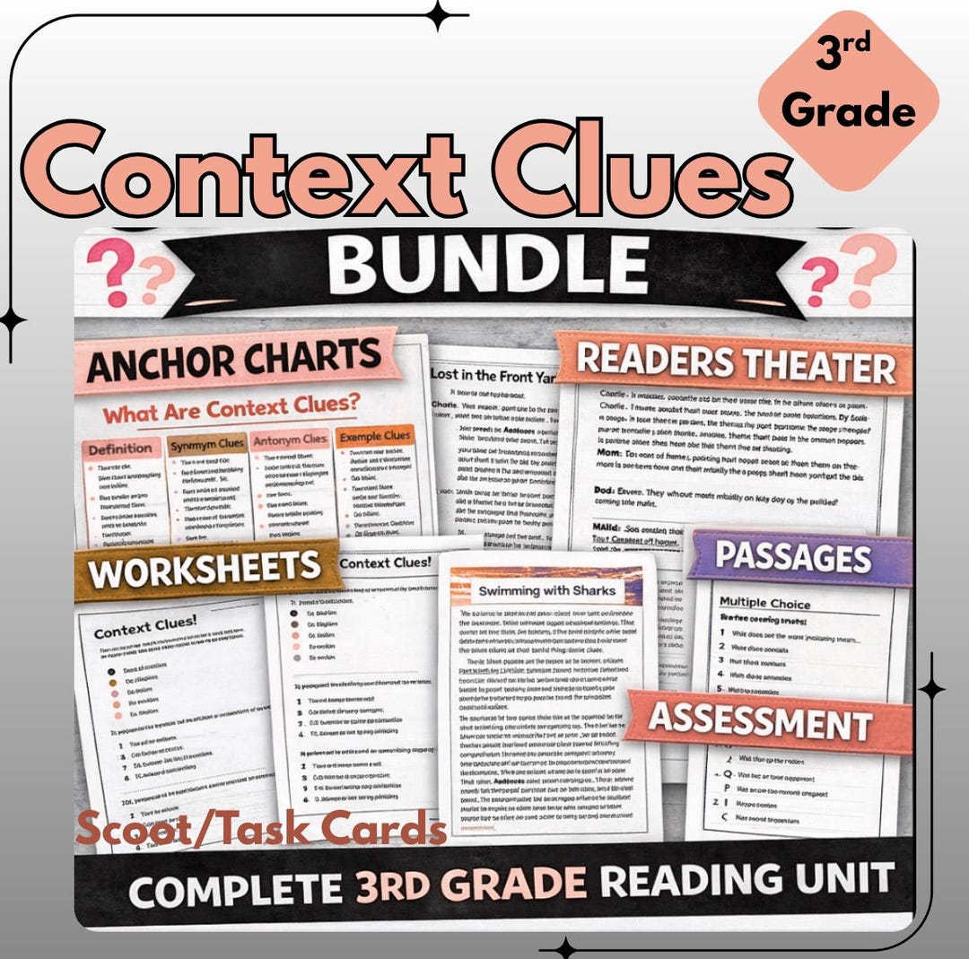 Context Clues Bundle 3rd Grade Reading Unit Vocabulary Activities ...