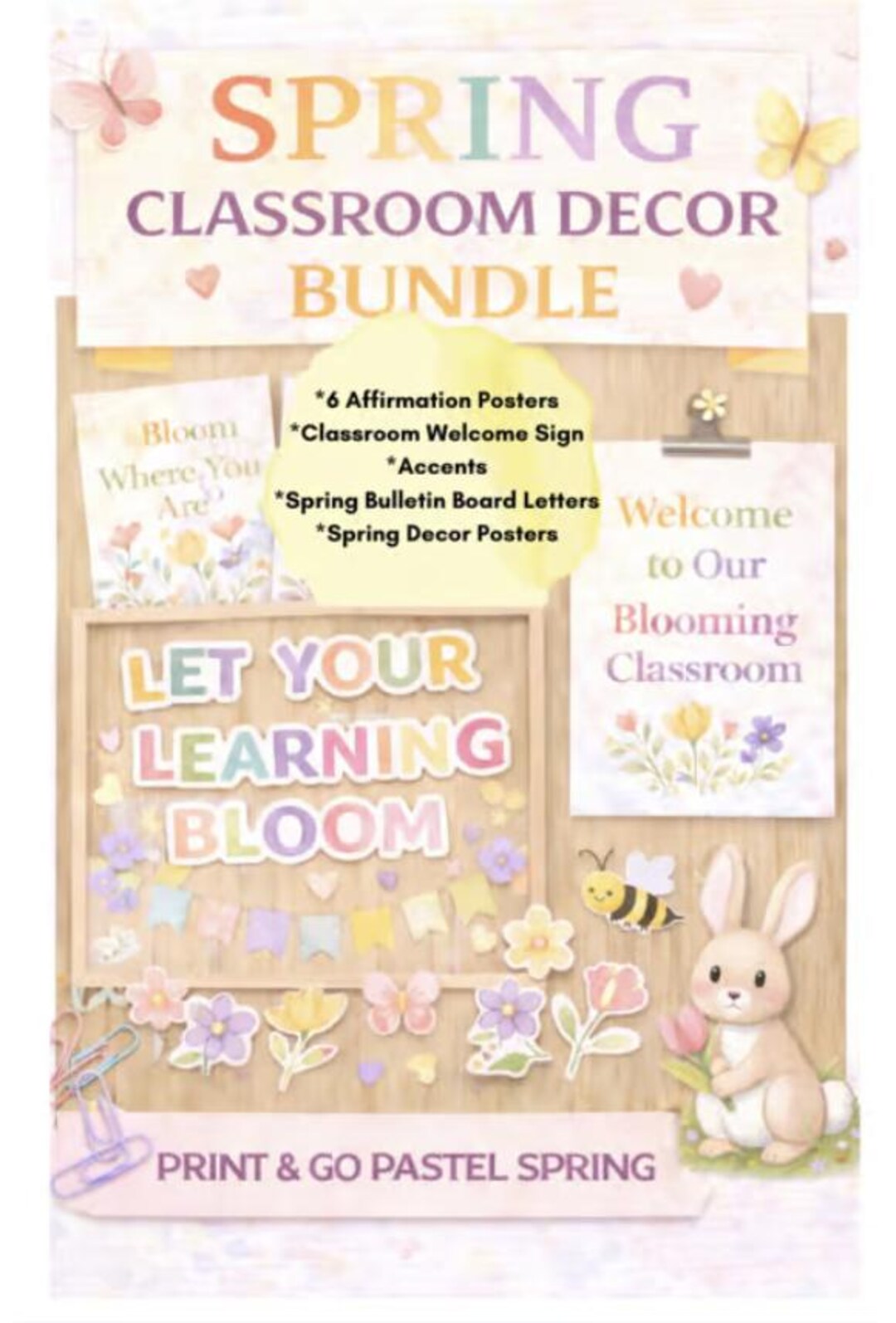 Spring Classroom Decor Bundle Printable Pastel Classroom Decor Bulletin ...
