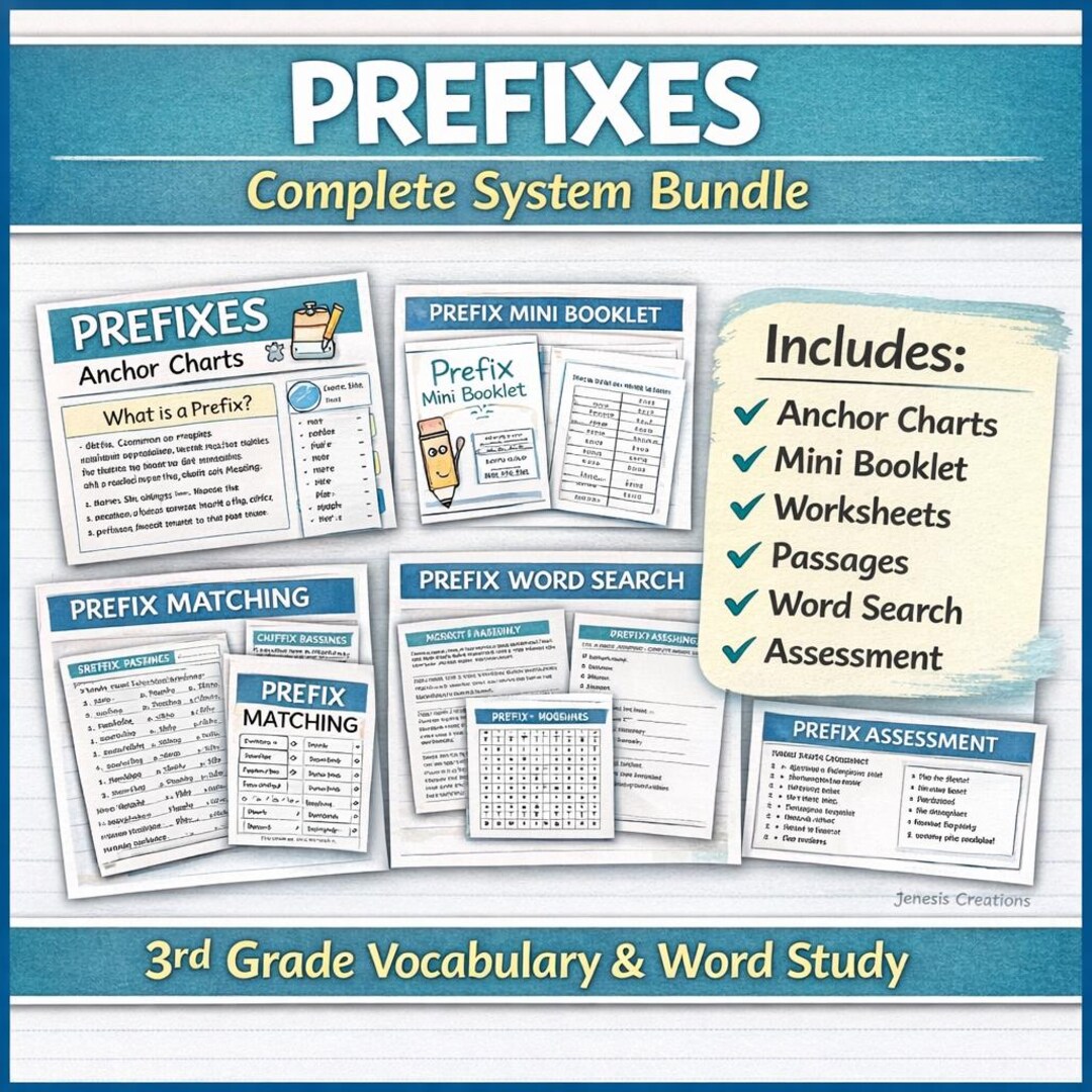 3rd Grade Prefixes Bundle Reading Passages Worksheets Anchor Charts ...