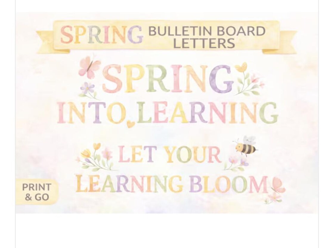 Spring Bulletin Board Letters Printable Spring Into Learning Pastel ...
