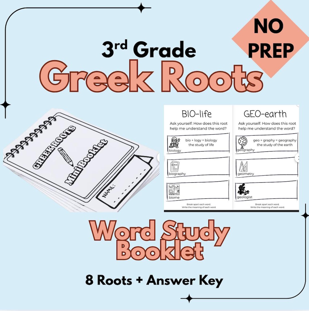 Greek Root Words Mini Booklet Greek Roots Word Study Printable 3rd ...