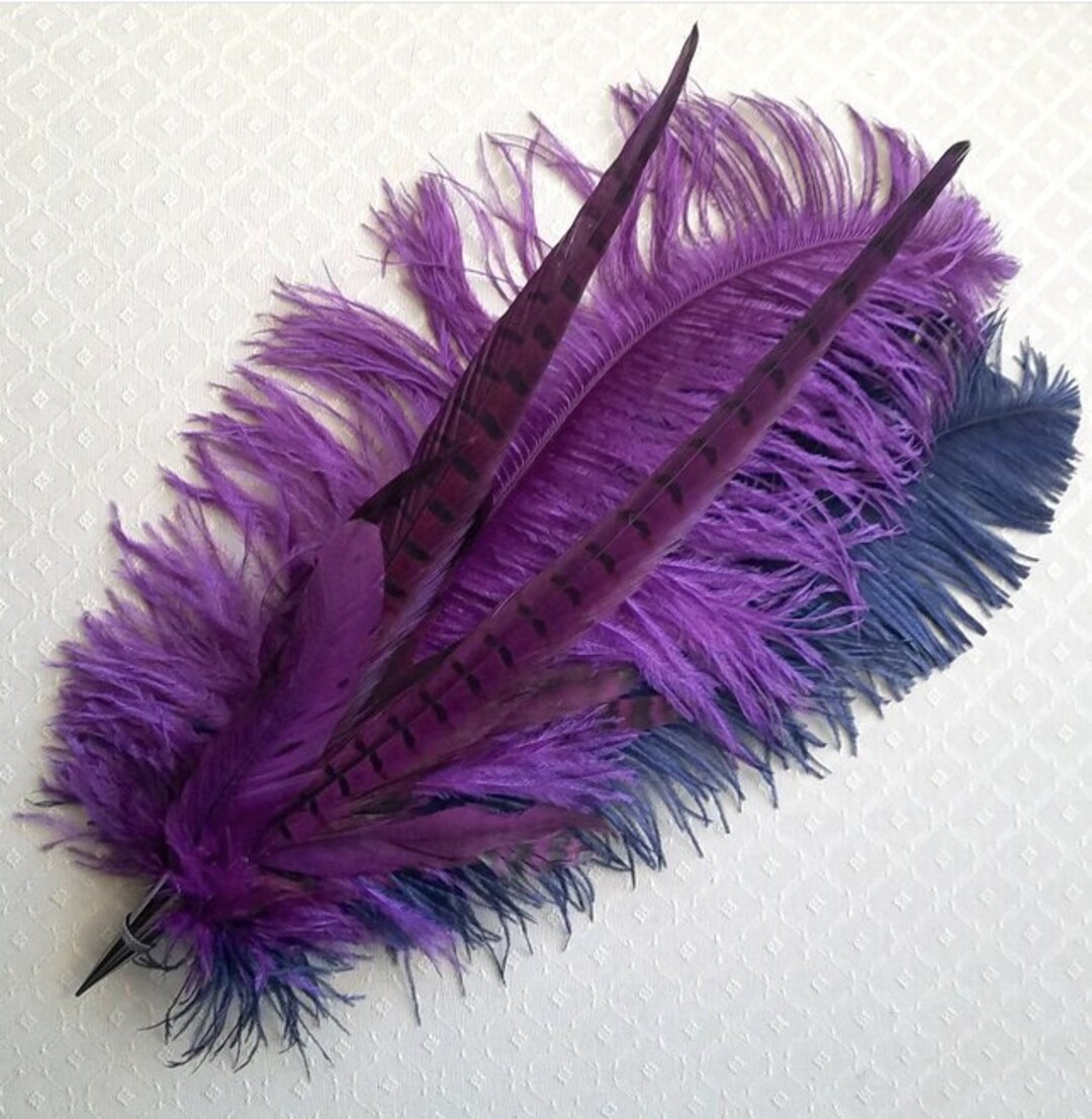 Purple Ostrich Feather Hat Pin - Etsy